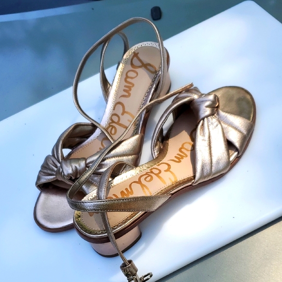 Sam Edelman | Shoes | Sam Edelman Gold Ingrid Cross Knot Strappy Block ...